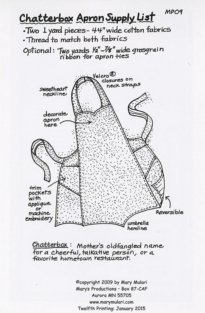 Chatterbox Apron Pattern - Crafty Gemini