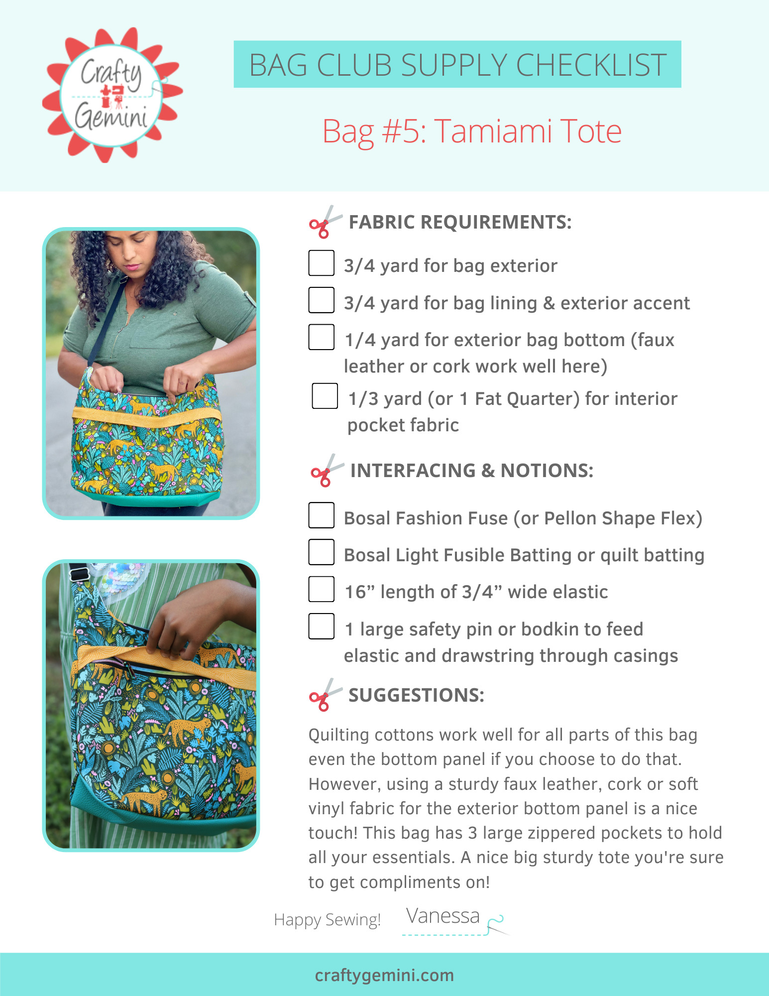 Bag-Club-Supply-Checklist-Tamiami-Tote-Bag - Crafty Gemini